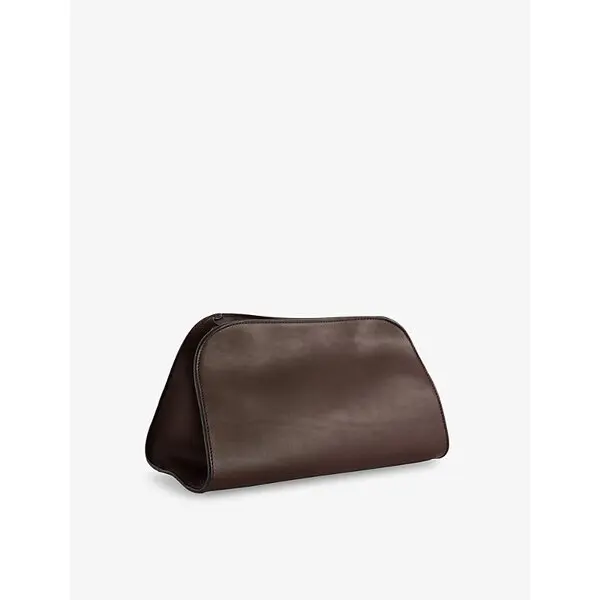 The Row Peggy Leather Clutch - Chestnut Ans | Editorialist